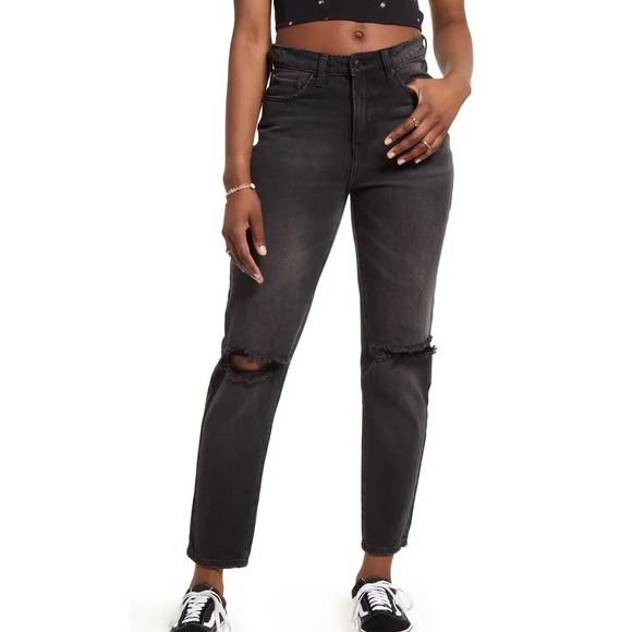 bp | Jeans | Nwt Bp Ripped High Waisted Mom Jeans Black 24 | Poshmark